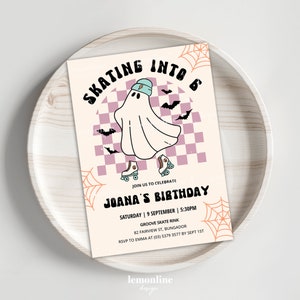 Roller Skate Birthday Invitation, Halloween Skate Party Invite, Roller ...
