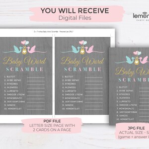 Baby Word Scramble Game - Gender Reveal Game - Baby Word Scramble ...