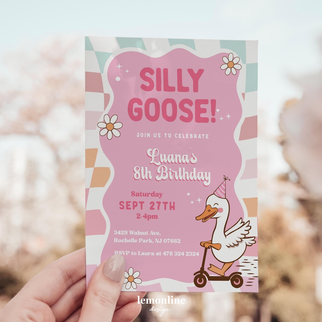 Silly Goose on the Loose Invite, Silly Goose Birthday Invitation, Funny ...
