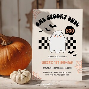 Spooky One Invite, Spooky Baby Invite, Halloween Birthday Invitation ...