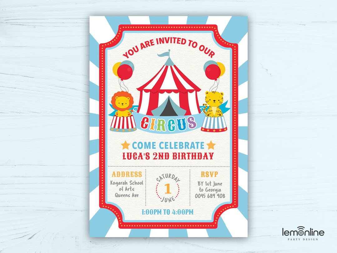 Circus Invitation, Vintage Circus Invitation, Circus Invite, Circus ...