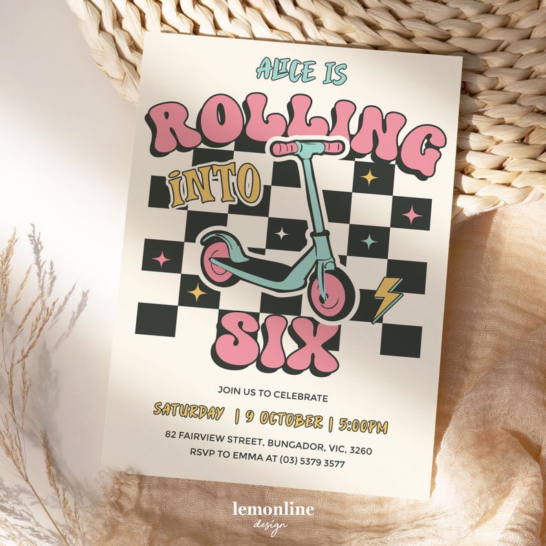 Kick Scooter Birthday Invitation, Scooter Invitation, Scooter Birthday ...