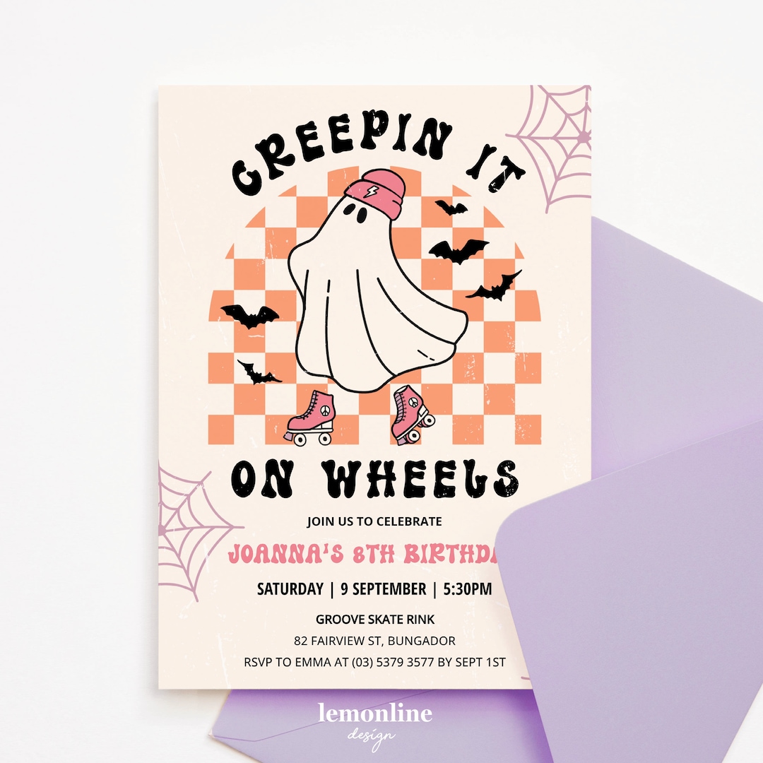 Roller Skate Birthday Invitation, Halloween Skate Party Invite, Roller ...