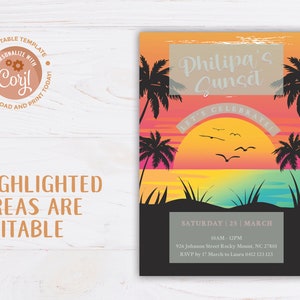 EDITABLE Summer Invitation, Summer Party Invite, Sunset Invitation ...