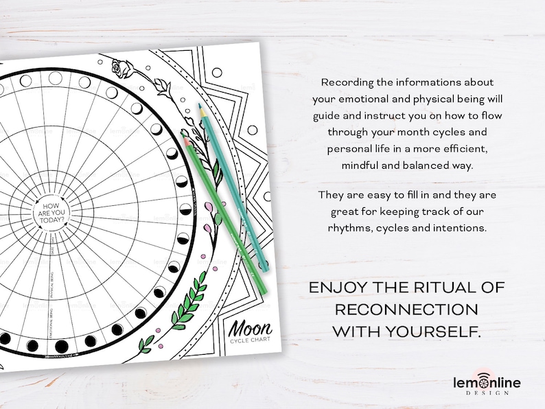 Moon mandala Moon Cycle Chart body mind and soul tracker | Etsy