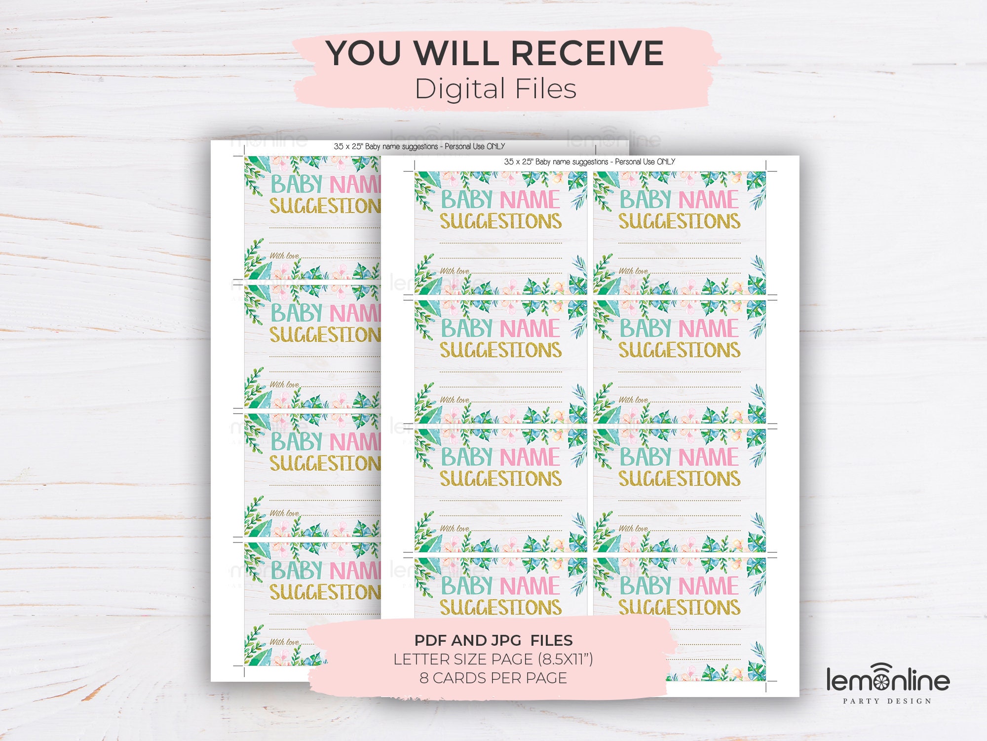 Name Suggestions Sign and Card, Gender Reveal Ideas, Baby Name ...