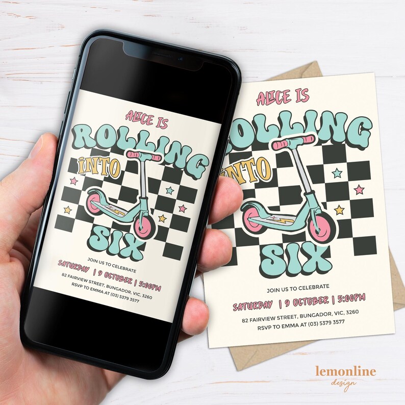 Kick Scooter Birthday Invitation, Scooter Invitation, Scooter Birthday ...