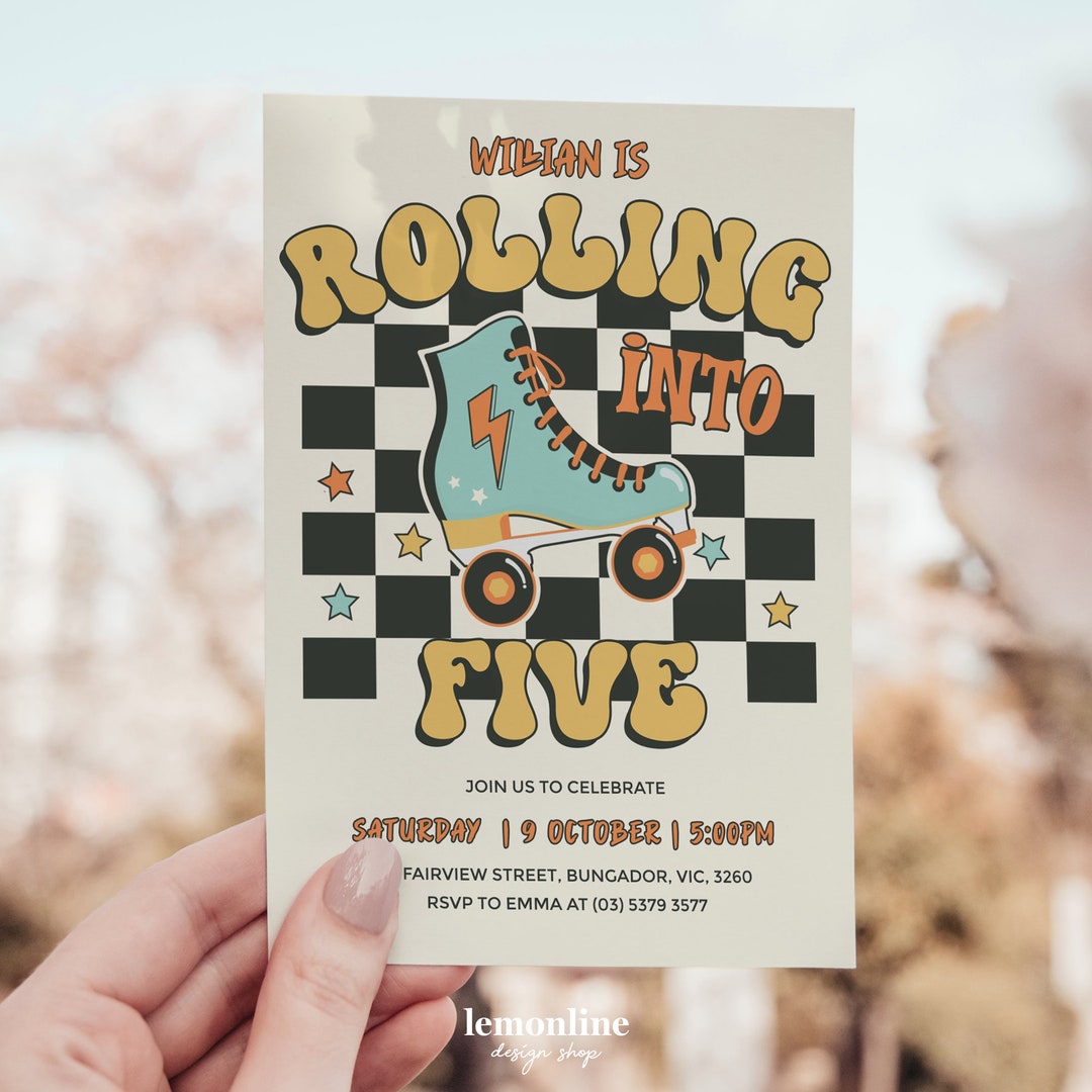 Editable Roller Skate Invite, Rollerskate Birthday, Let's Roll Invite ...