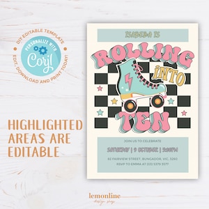 Rolling Into Ten Invitation, Let's Roll Invite, 10th Birthday Invite ...