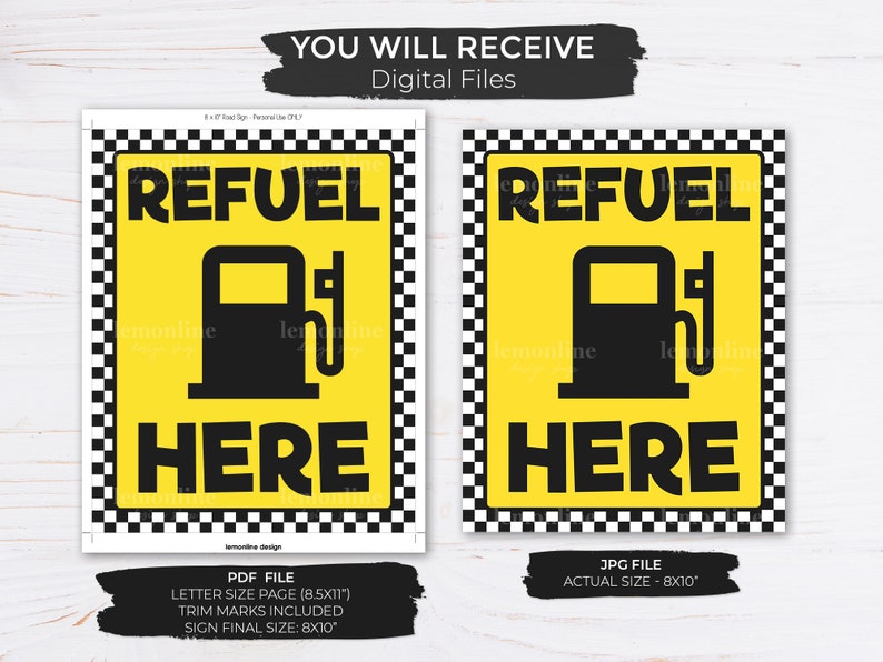 Refuel Here Sign Refuel Here Decor Race Car Party - Etsy