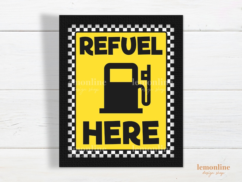 Refuel Here Sign Refuel Here Decor Race Car Party - Etsy
