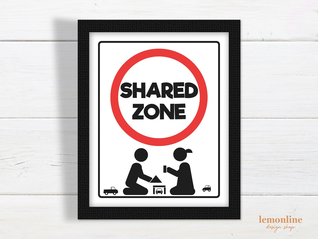 Shared Zone Sign, Car Birthday Party Decoration, Printable Road Sign ...