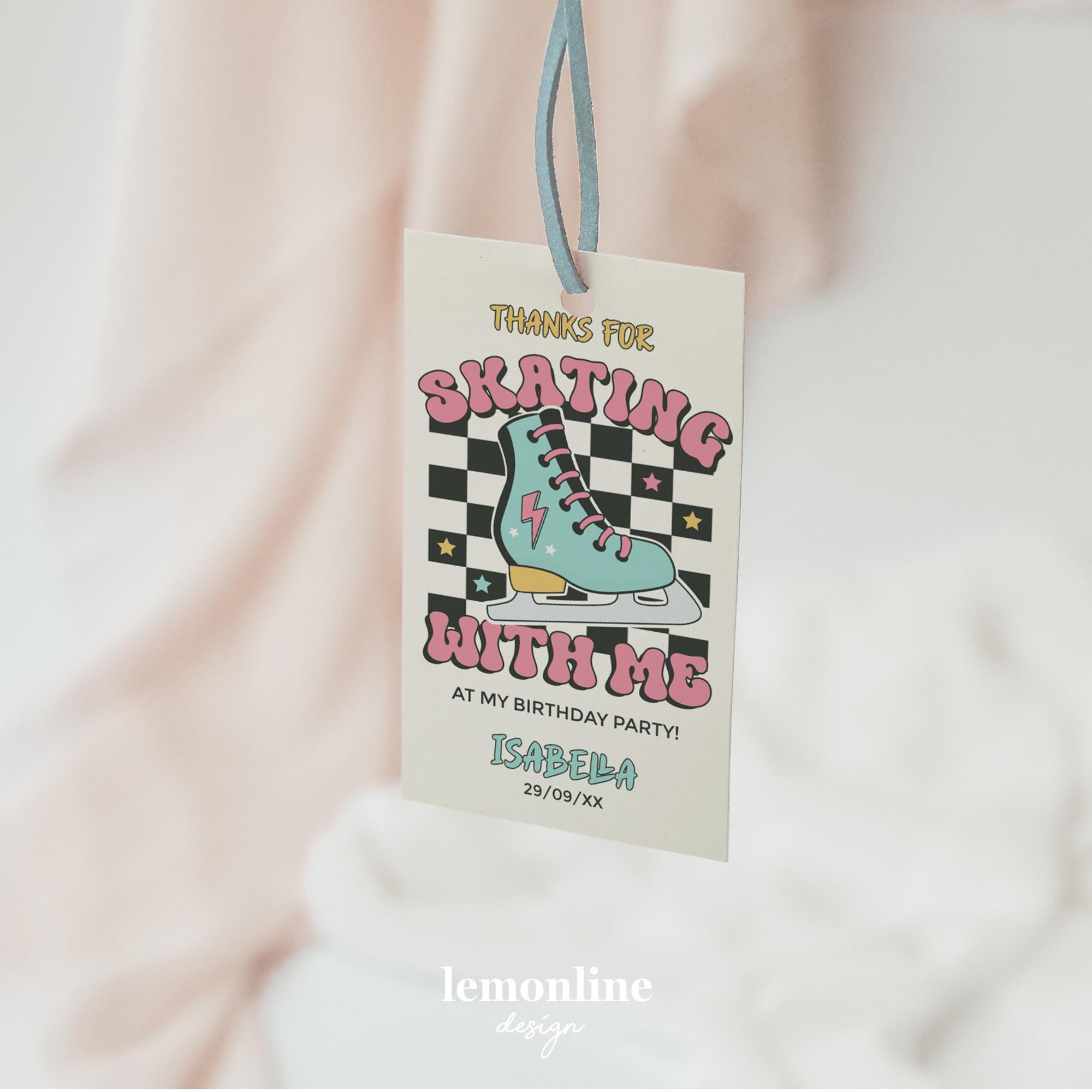 Ice Skate Gift Tag, Ice Skate Favor Tag, Ice Skating Birthday Party Tag ...
