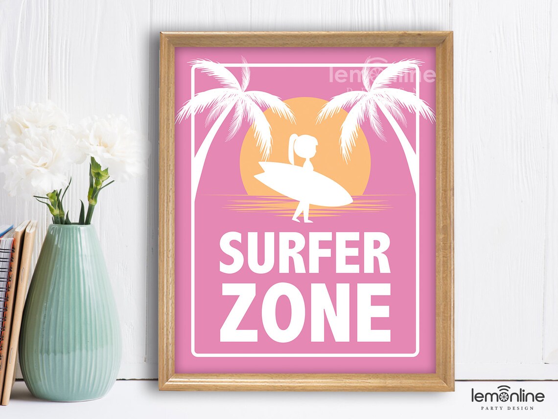 Printable Surf Sign Surfer Zone Sign Surf Sign Surfing | Etsy