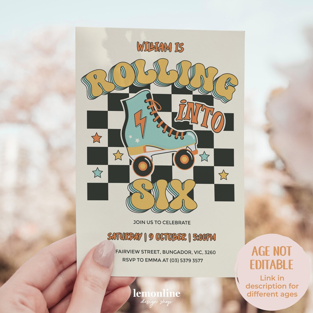 Rolling Into Six Invitation, Let's Roll Invite, 6th Birthday Invite ...