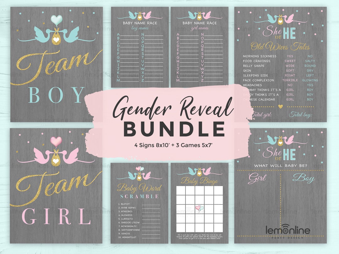 Gender Reveal Games, Gender Reveal Bundle Games, Baby Shower Games ...