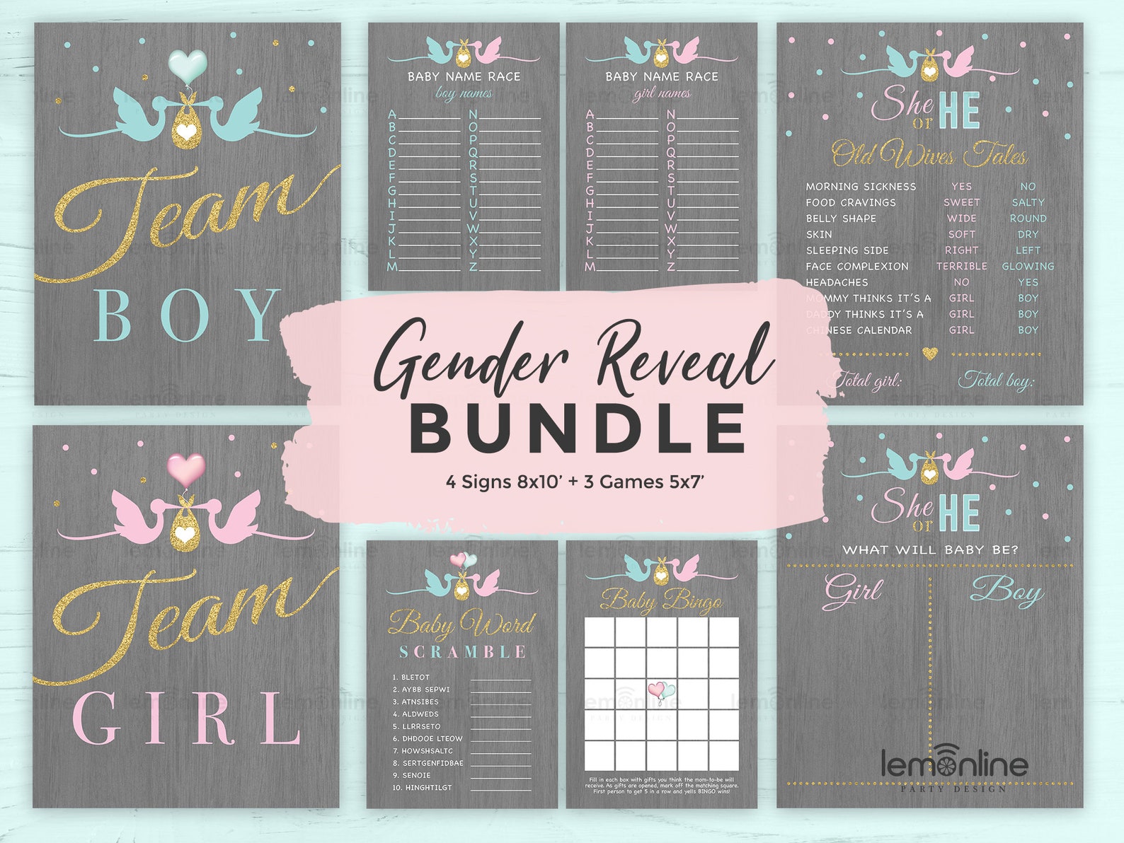 Gender Reveal Games Gender Reveal Bundle Games Baby Shower - Etsy