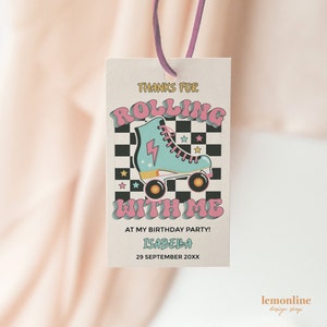 Roller Skating Birthday Favor Tag, Skate Party Birthday Gift Tag ...