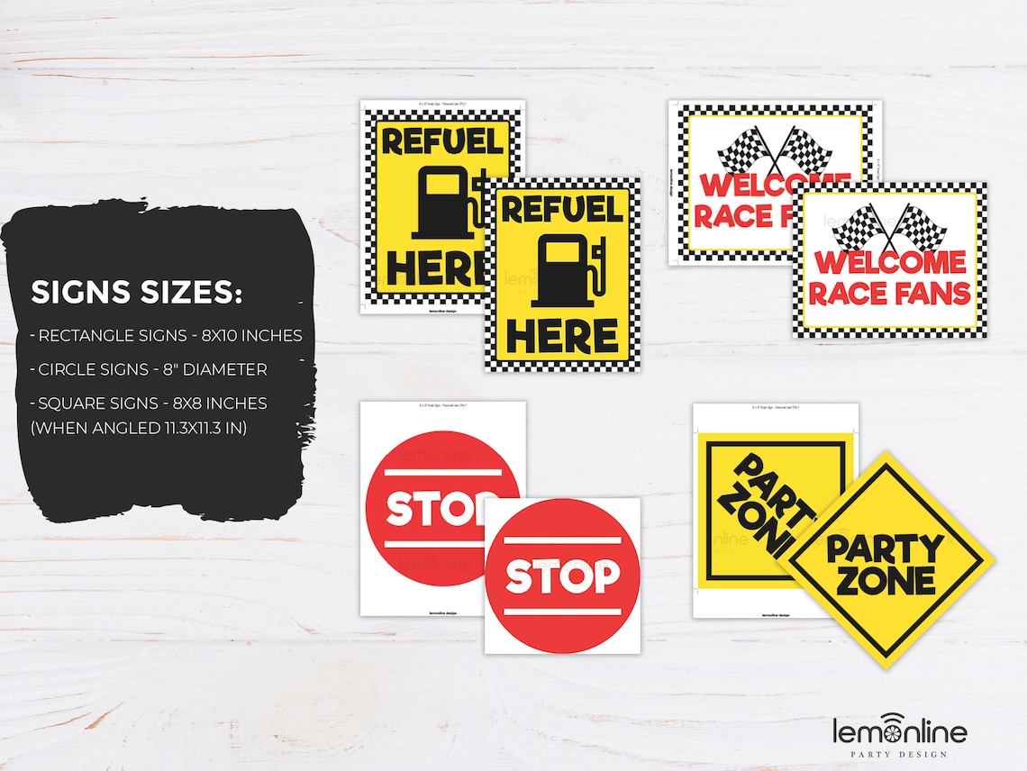 Road Signs Decor Bundle Printable Race Car Signs Race Car - Etsy Australia