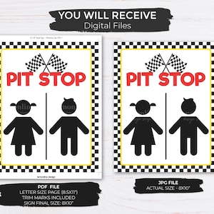 Pit Stop Sign, Race Car Birthday Party Decoration, Two Fast Birthday ...