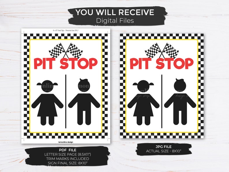 Pit Stop Sign Race Car Birthday Party Decoration Two Fast - Etsy UK