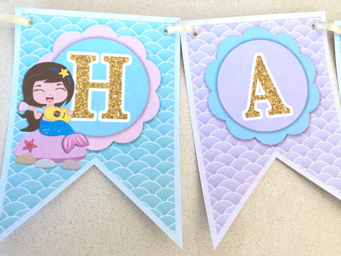 Mermaid Birthday Banner, Printable Mermaid Banner, Under the Sea ...