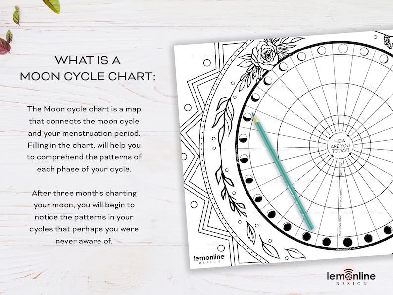 Moon mandala Moon Cycle Chart body mind and soul tracker | Etsy