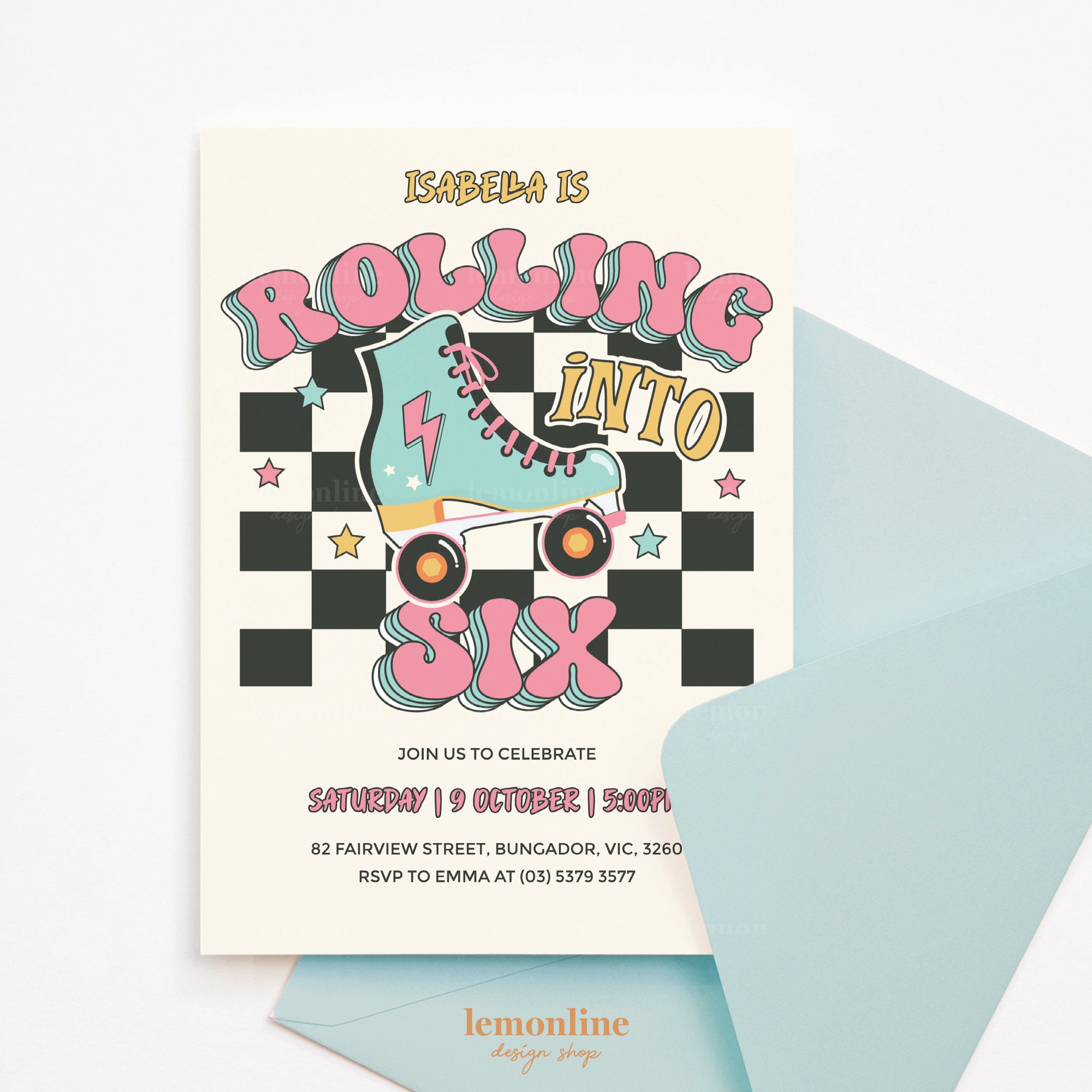 Rolling Into Six Invitation, Let's Roll Invite, 6th Birthday Invite ...