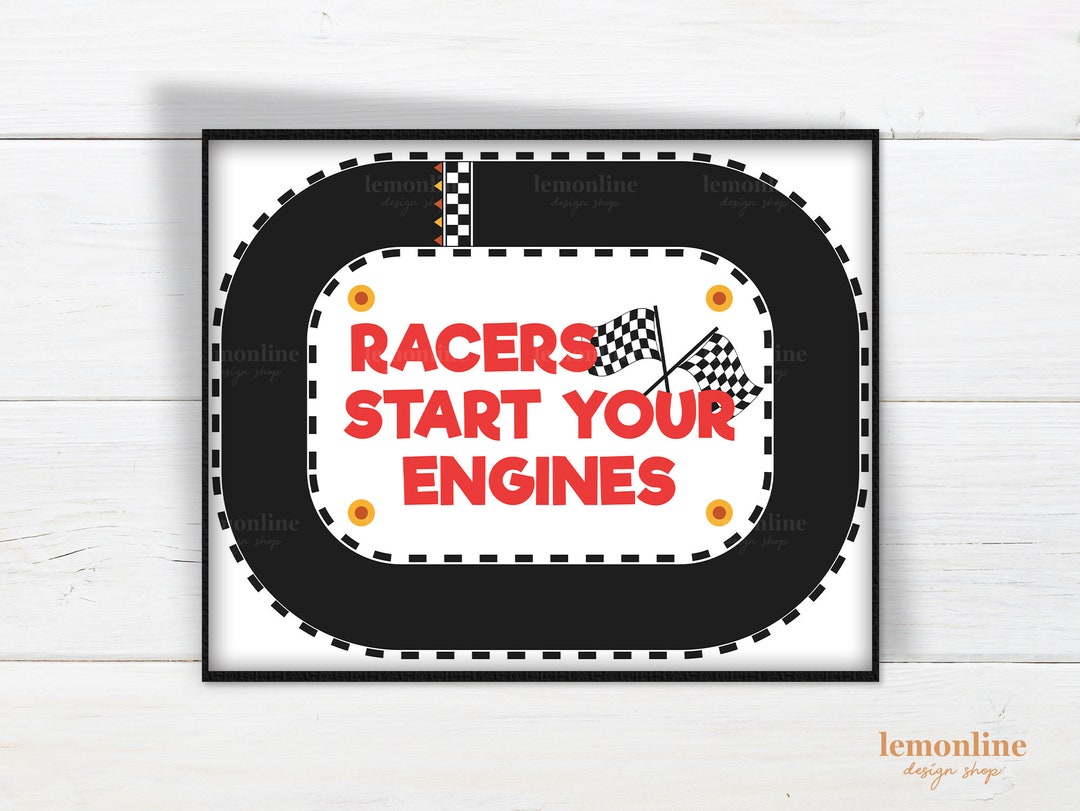 Start Your Engines Race Sign, Race Car Party Decoration, Printable ...