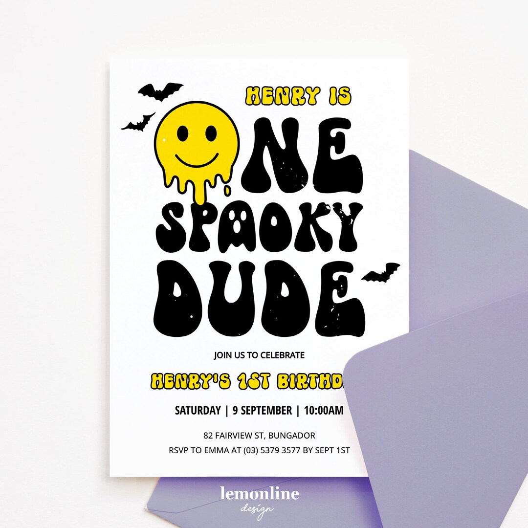 One Spooky Dude Invitation, One Happy Dude Birthday Invite, Spooky Dude ...