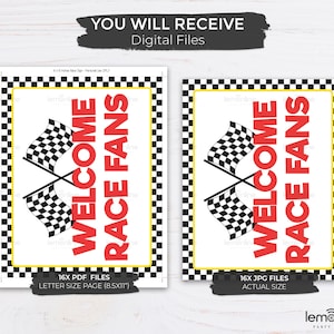 Road Signs Decor, Bundle Printable Race Car Signs, Race Car Sign, Road ...