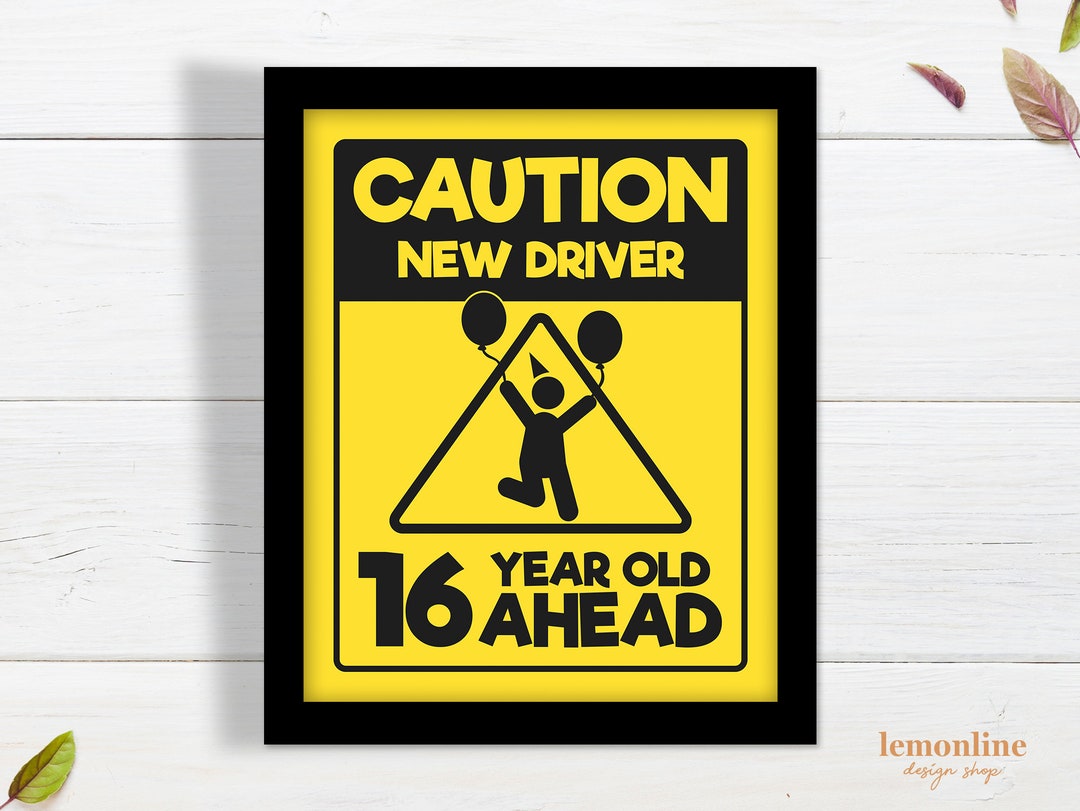 Caution New Driver Sign, 16th Birthday, Road Sign Party Decoration ...