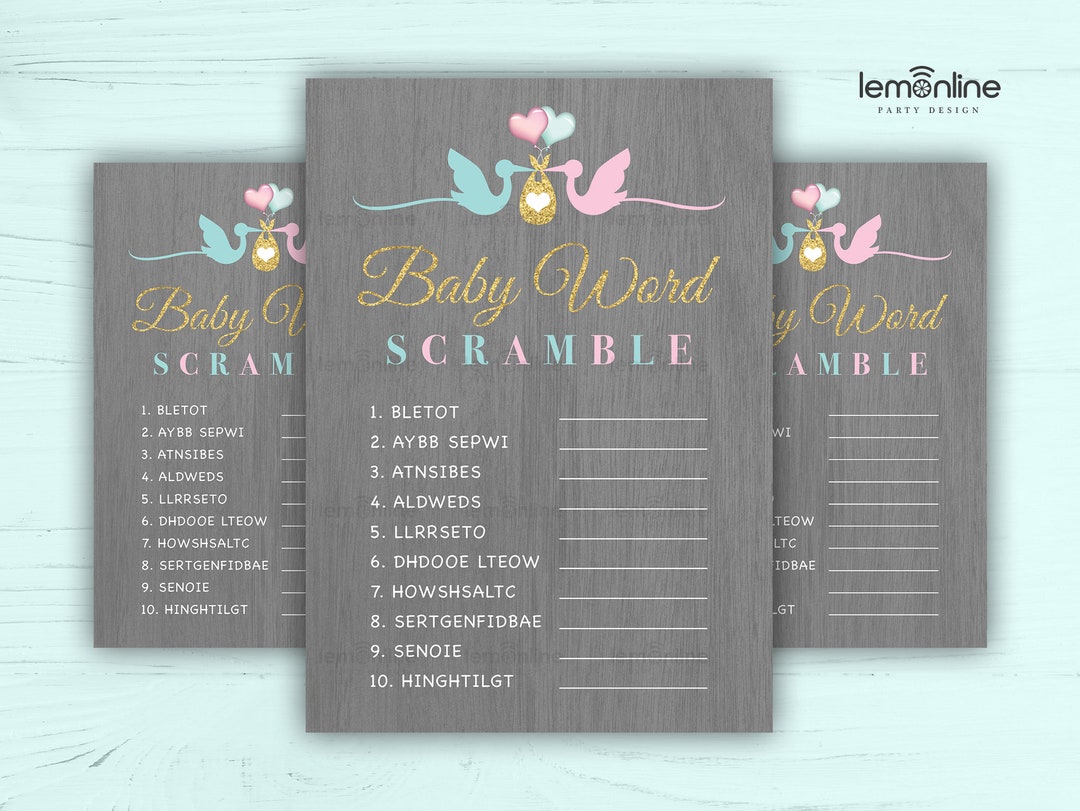 Baby Word Scramble Game - Gender Reveal Game - Baby Word Scramble ...