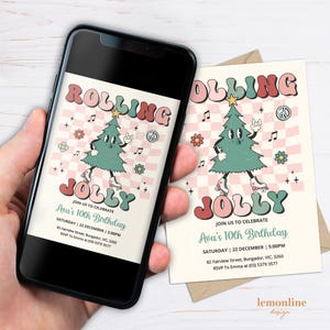 Rolling Jolly Invite, Lets Roll Invite, Roller Skate Christmas Birthday ...
