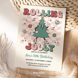 Rolling Jolly Invite, Lets Roll Invite, Roller Skate Christmas Birthday ...