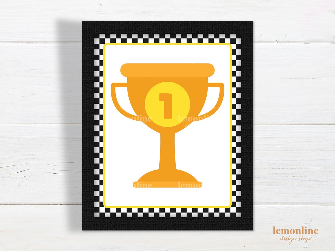 Printable Trophy Sign, Race Car Birthday Party Decoration, Race Car ...