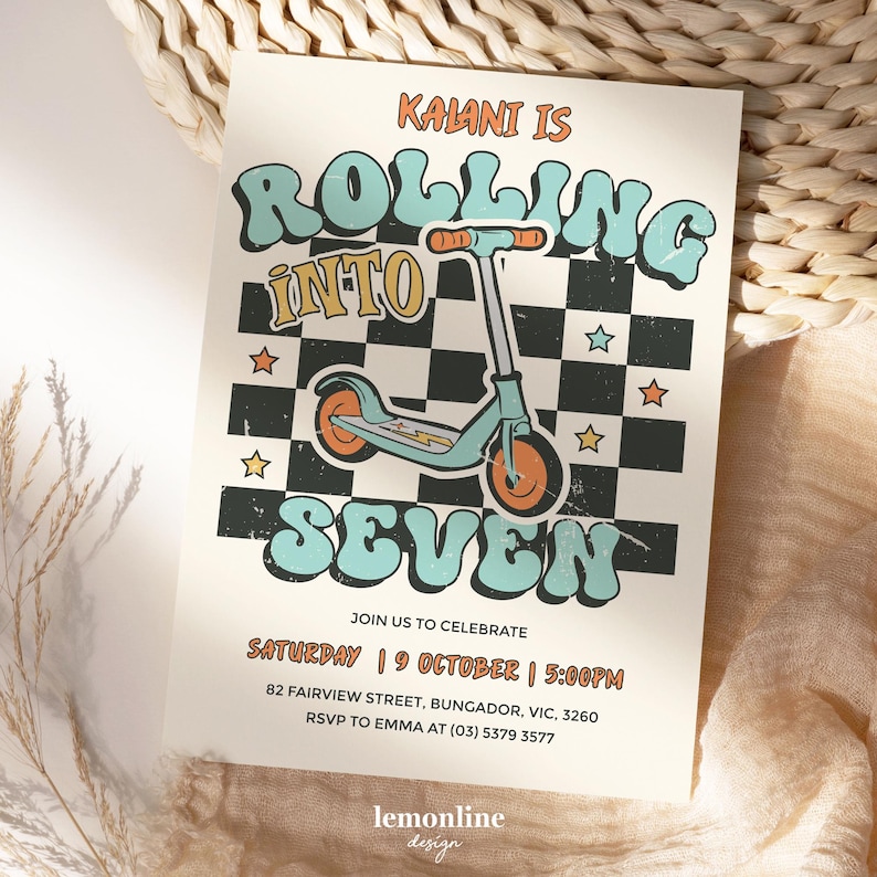 Kick Scooter Birthday Invitation, Scooter Invitation, Scooter Birthday ...