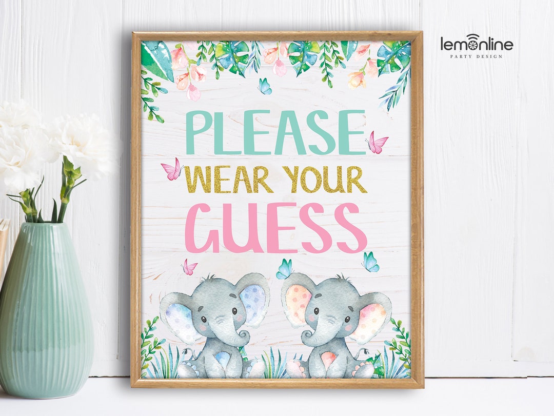 Wear Your Guess Sign Gender Reveal, Gender Reveal Decor, Gender Reveal ...