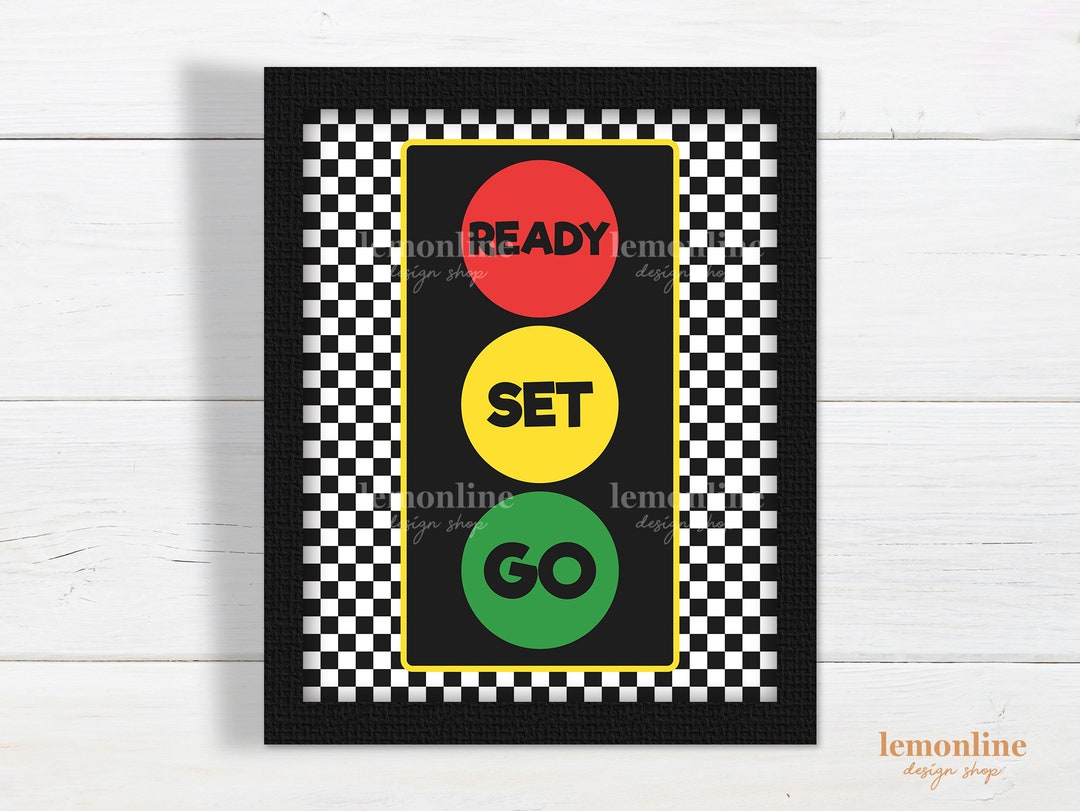 Printable Traffic Light, Race Car Birthday Party Decoration, Ready, Set ...