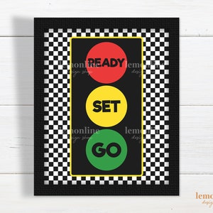 Printable Traffic Light, Race Car Birthday Party Decoration, Ready, Set ...