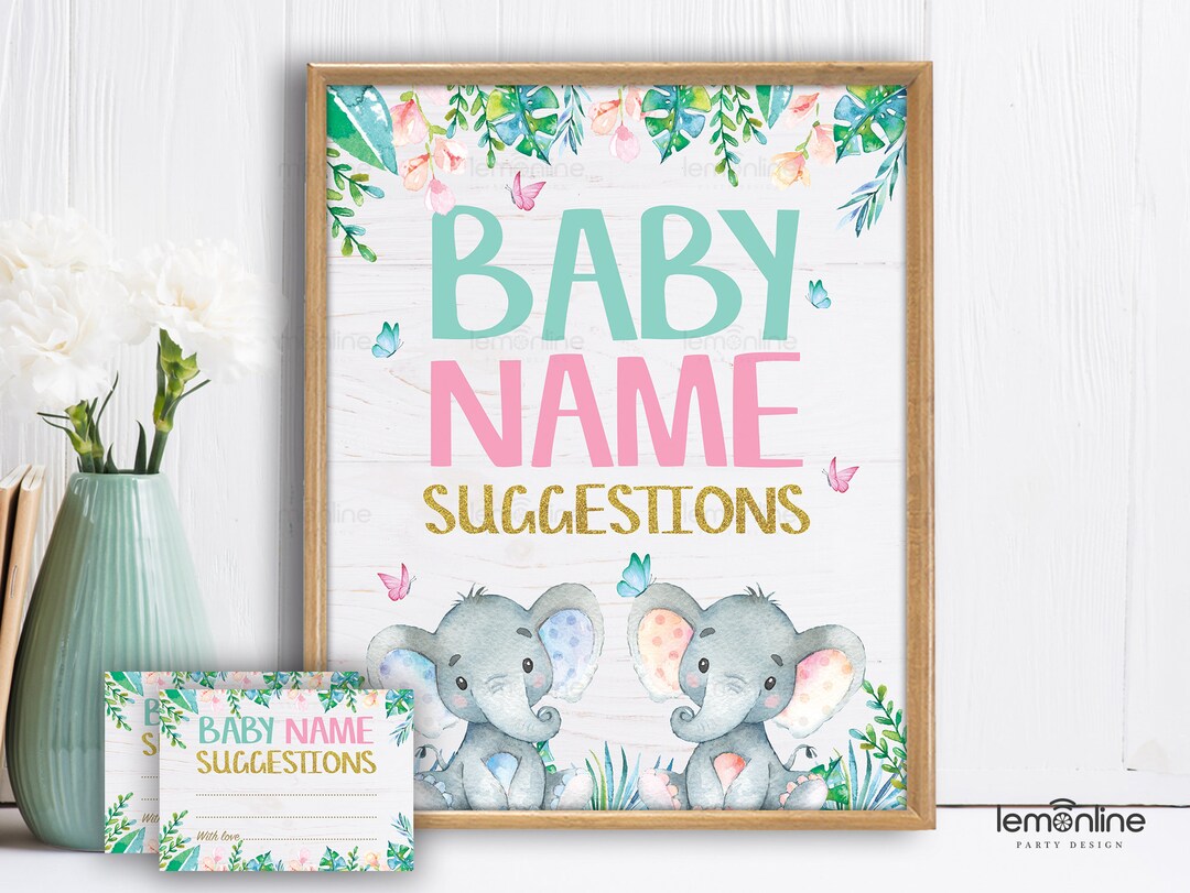 Name Suggestions Sign and Card, Gender Reveal Ideas, Baby Name ...