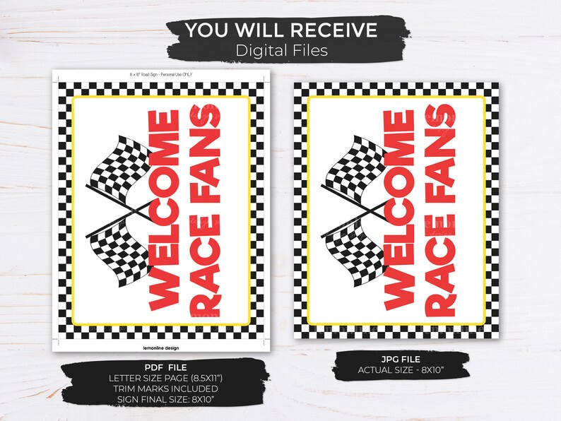 Welcome Race Fans Sign Race Car Party Decoration Printable - Etsy