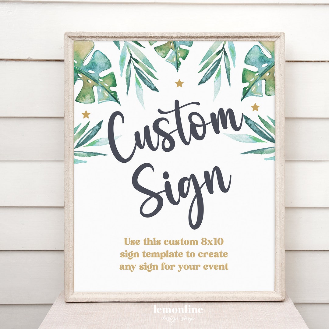 EDITABLE Custom Party Sign, Baby Shower Editable Sign, Greenery Name ...