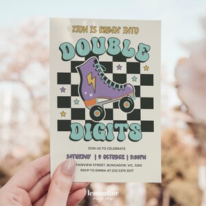 Rolling Into Double Digits Invitation, Let's Roll Invite, 10th Birthday ...
