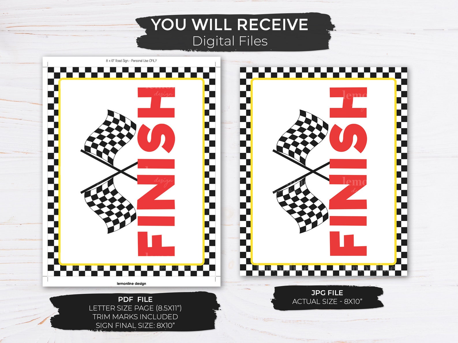 Finish Line Printable Sign, Race Car Party Decoration, Race Car Party ...