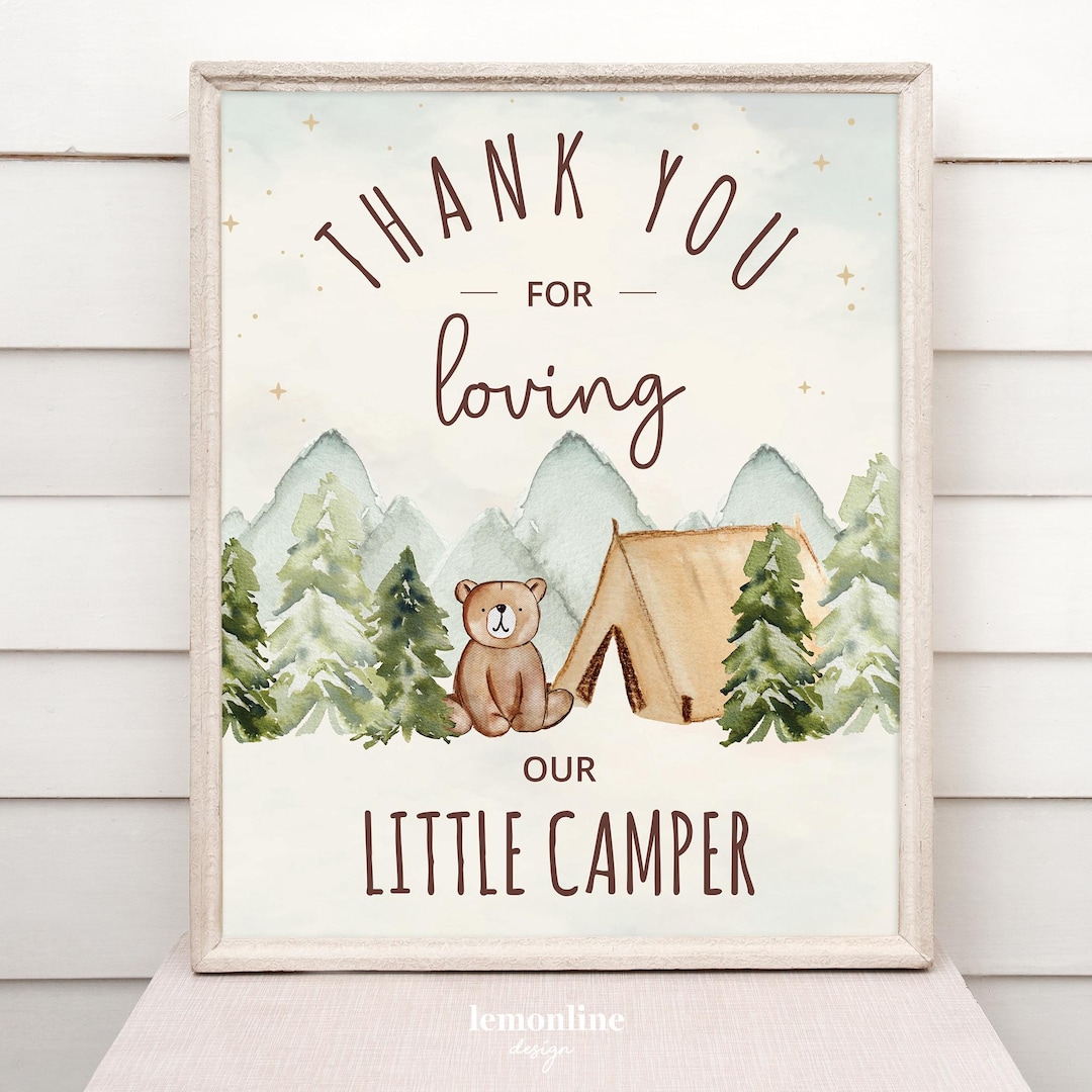Camping Baby Shower Sign, Favor Sign A Little Camper is on the Way ...