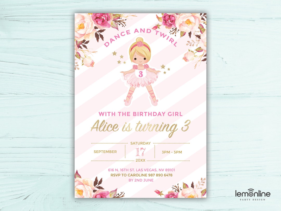Ballerina Invitation, Dance and Twirl Invitation, Ballet Invite, Tutu ...