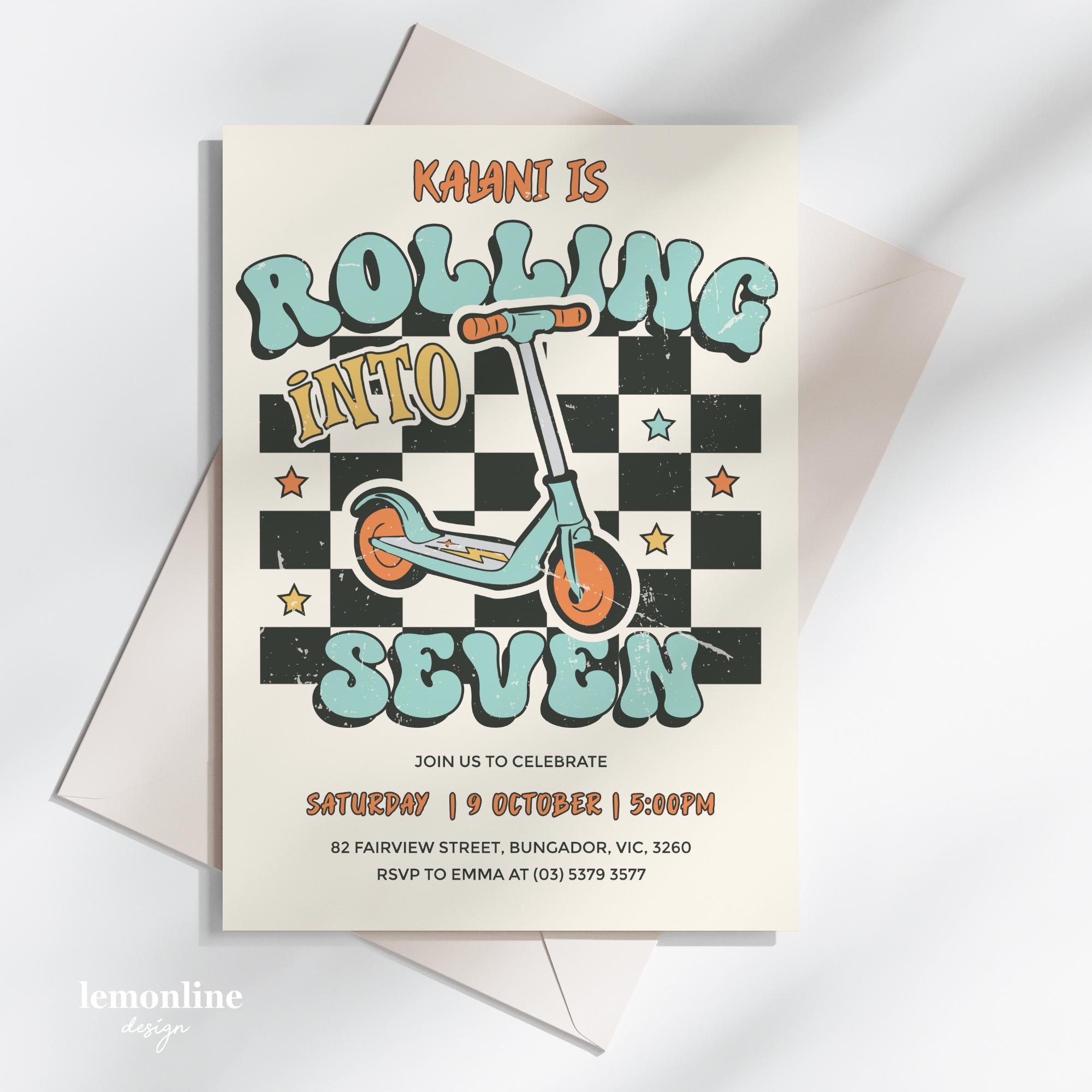 Kick Scooter Birthday Invitation, Scooter Invitation, Scooter Birthday ...