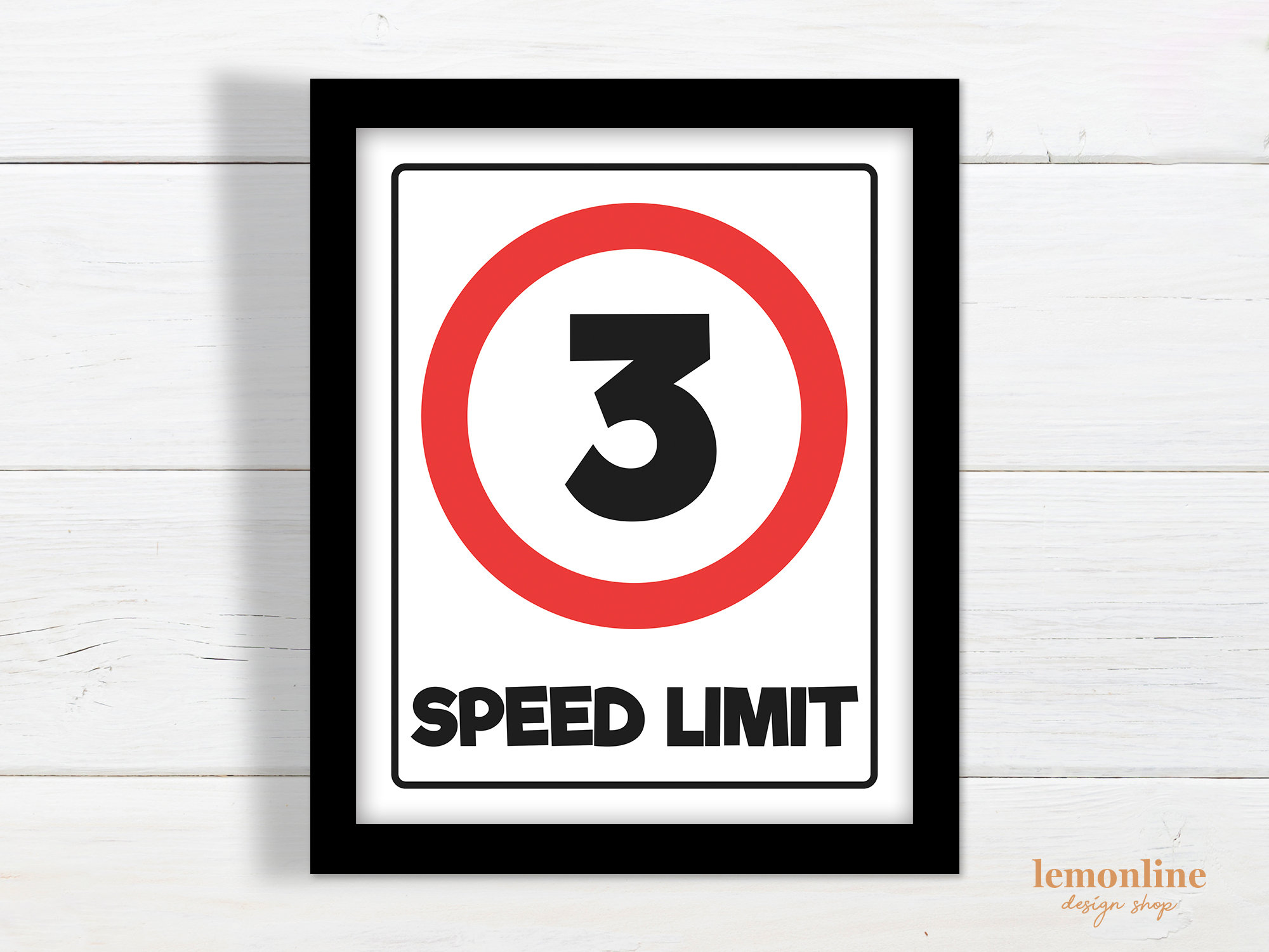 Speed Limit 3 Sign, Car Birthday Party Decoration, Printable Road Sign ...