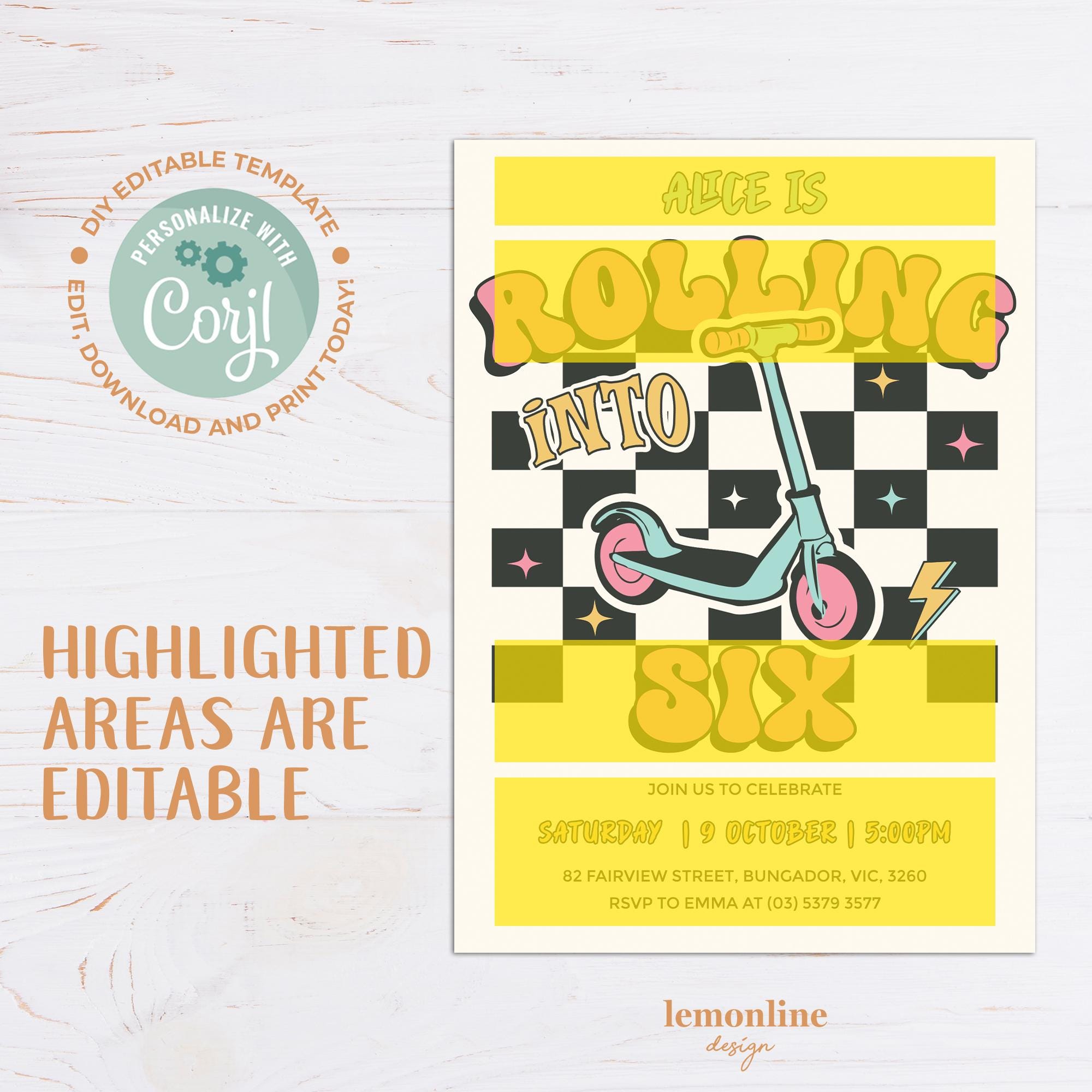 Kick Scooter Birthday Invitation, Scooter Invitation, Scooter Birthday ...